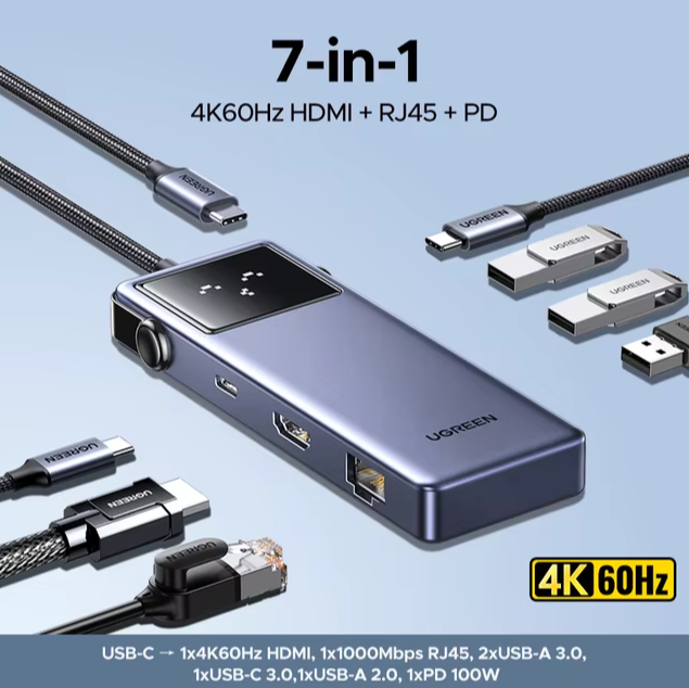 USB хаб-концентратор UGREEN Uno USB с Type-C до 4K60 Гц 2K120 Гц HDMI ...
